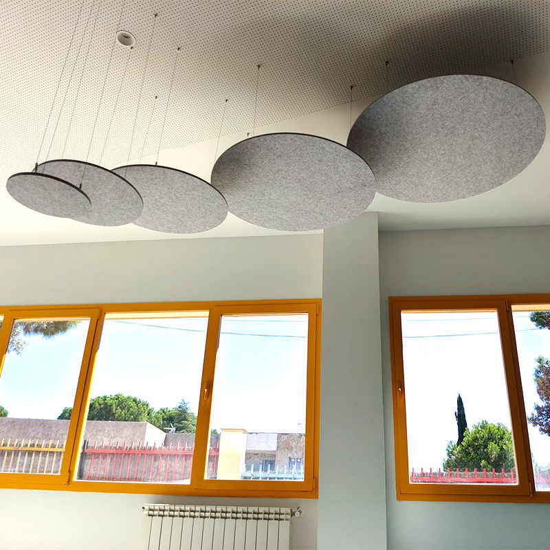 Ceiling acoustic panel - ECOcloud - Aistec - hanging / PET / round