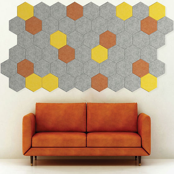 Acoustic wall panel - HEXA - Acoustic.ae - polyester fiber / PET / gray
