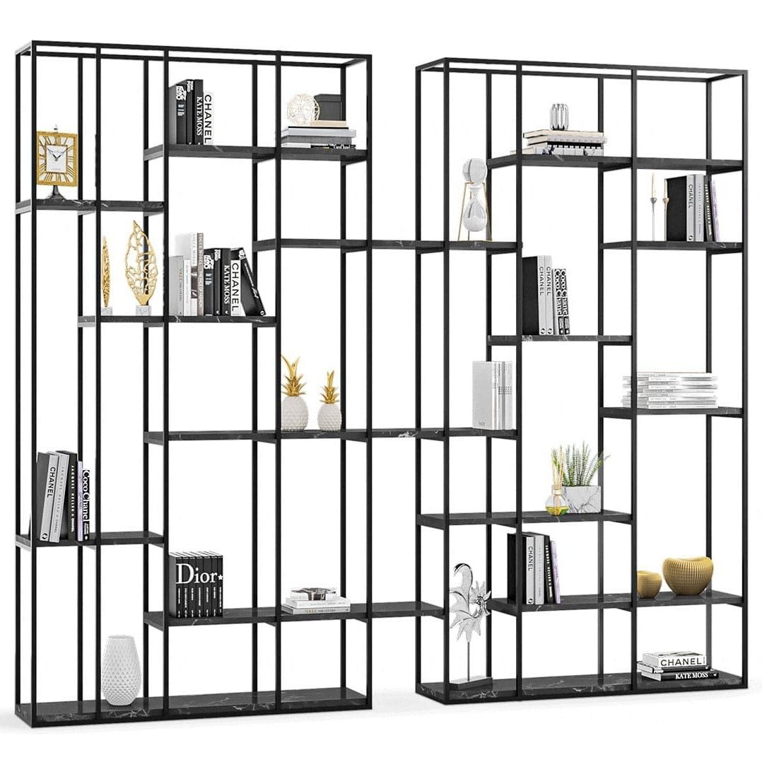 Free-standing bookcase - LAUREL - NDESIGN - contemporary / metal / marble