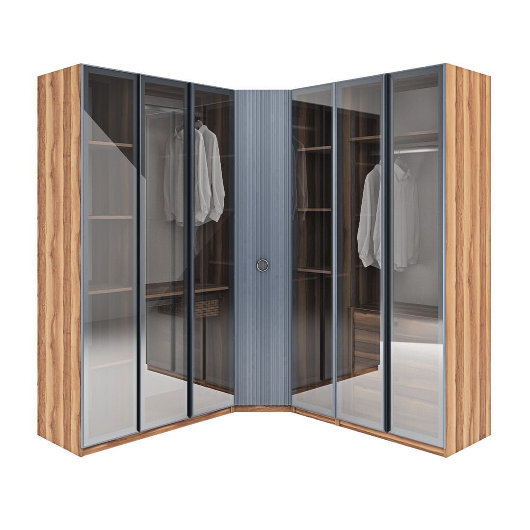 Corner wardrobe - SECRET - NDESIGN - contemporary / wood veneer / glass
