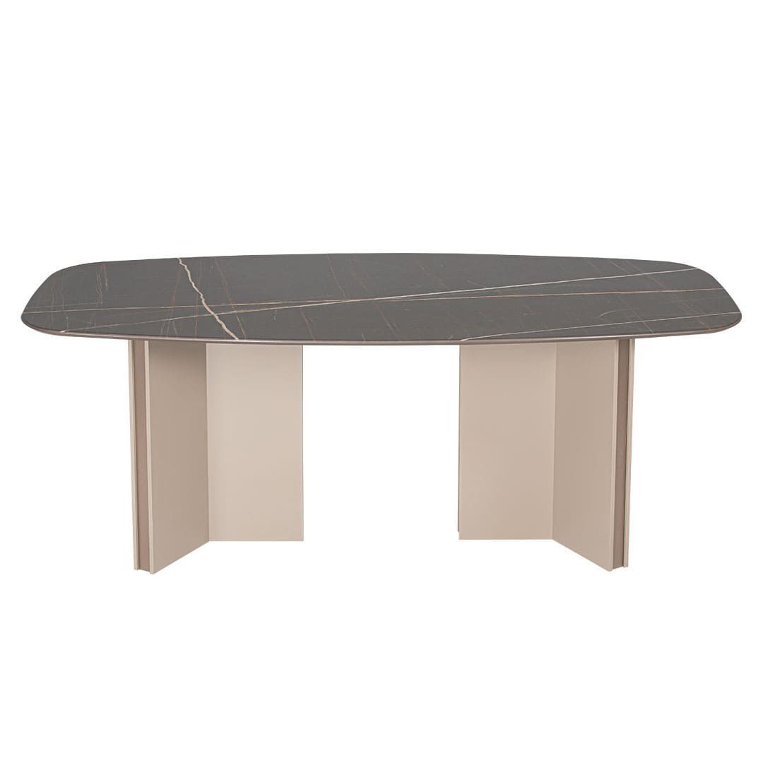 Contemporary table - Ruby - NDESIGN - glass / marble / metal base