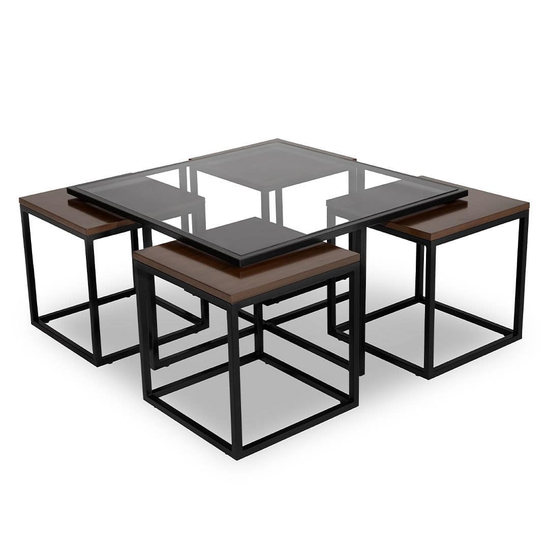 Contemporary coffee table - Zagreb - NDESIGN - glass / walnut / metal base