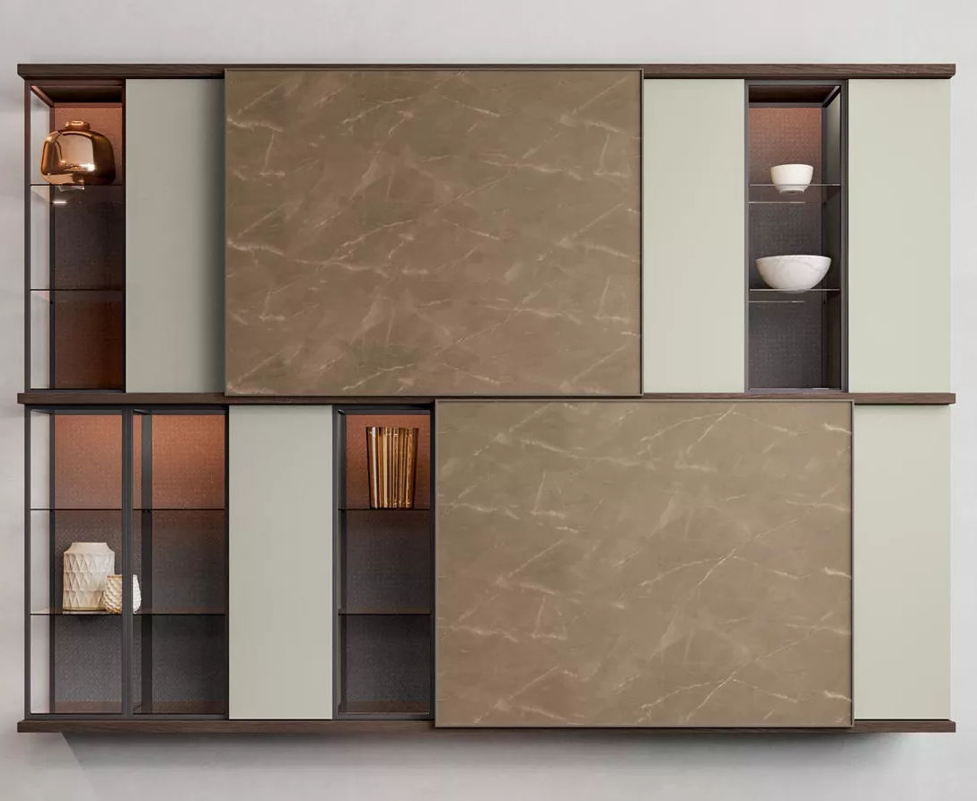 Contemporary living room wall unit - FLOATING SYSTEM - Kico srl - oak ...