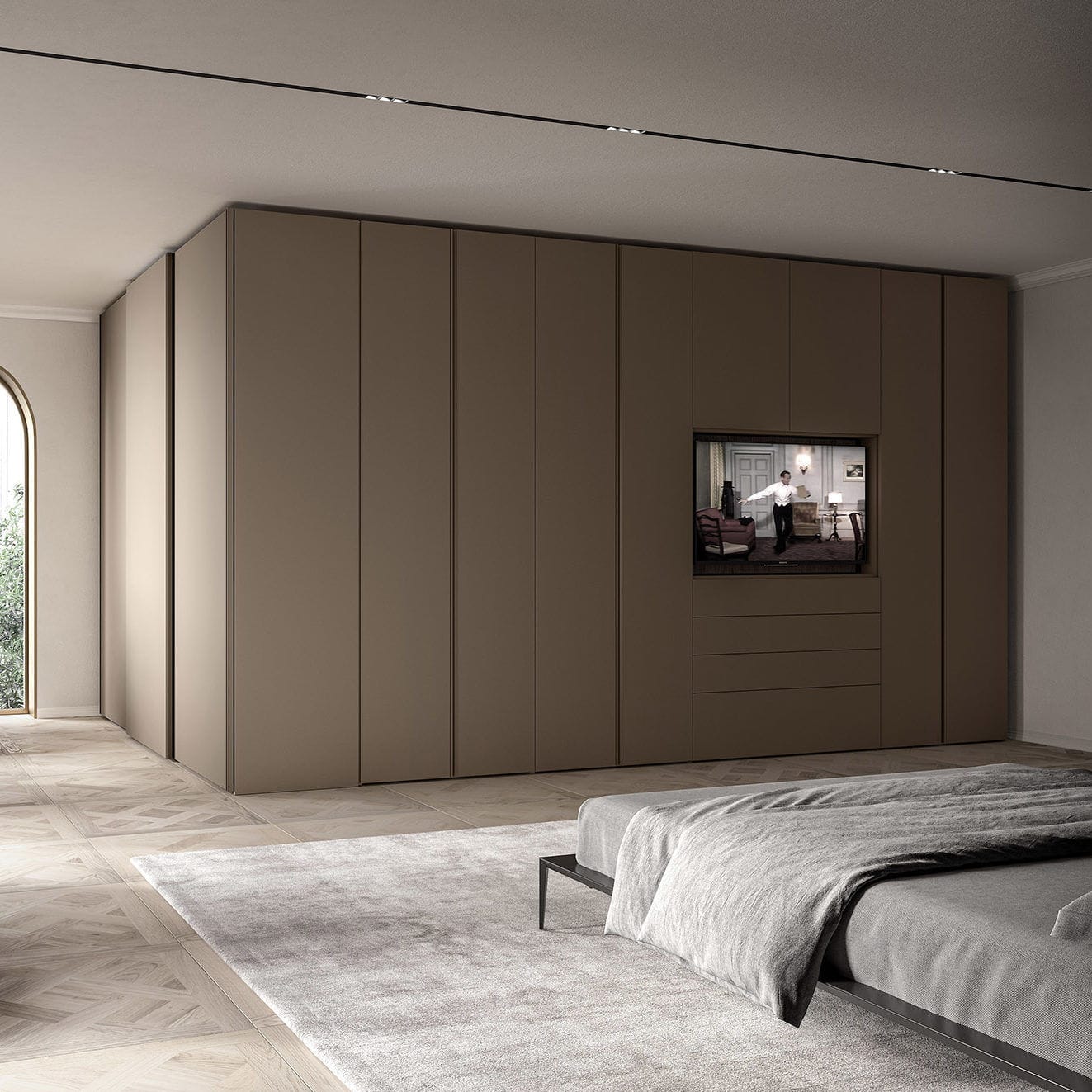 Modular wardrobe - VERTIGO - Kico srl - corner / contemporary / oak