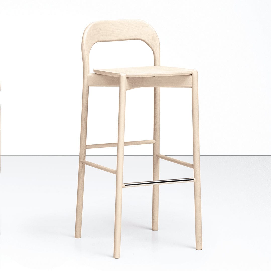 Contemporary bar stool - EARL - Piaval srl - fabric / beech / beech base