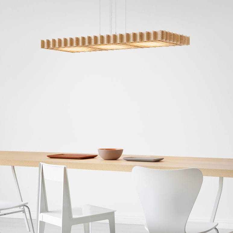 Pendant lamp - GRID - Pablo Designs - frosted glass / wood / acrylic