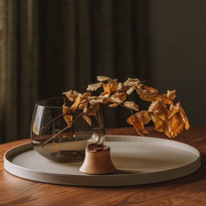 Leather table top - Evolution 21 - Karine Bonjean bv - commercial / brown