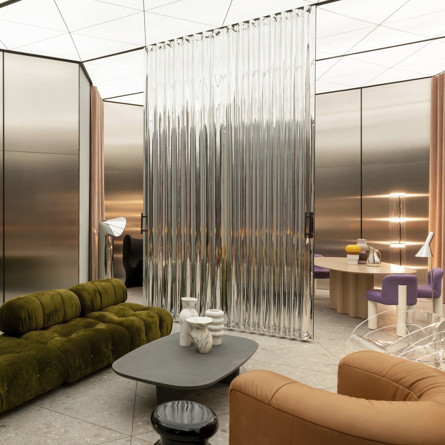 Interior door - Bilateral opening - Dooor srl - leather / sliding / folding