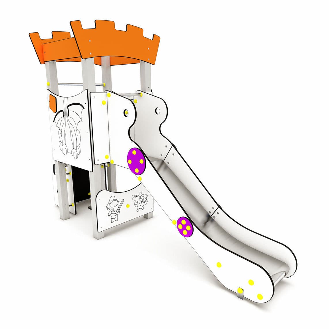 Upright slide - MINI CASTLE - mobipark - for playground / stainless steel