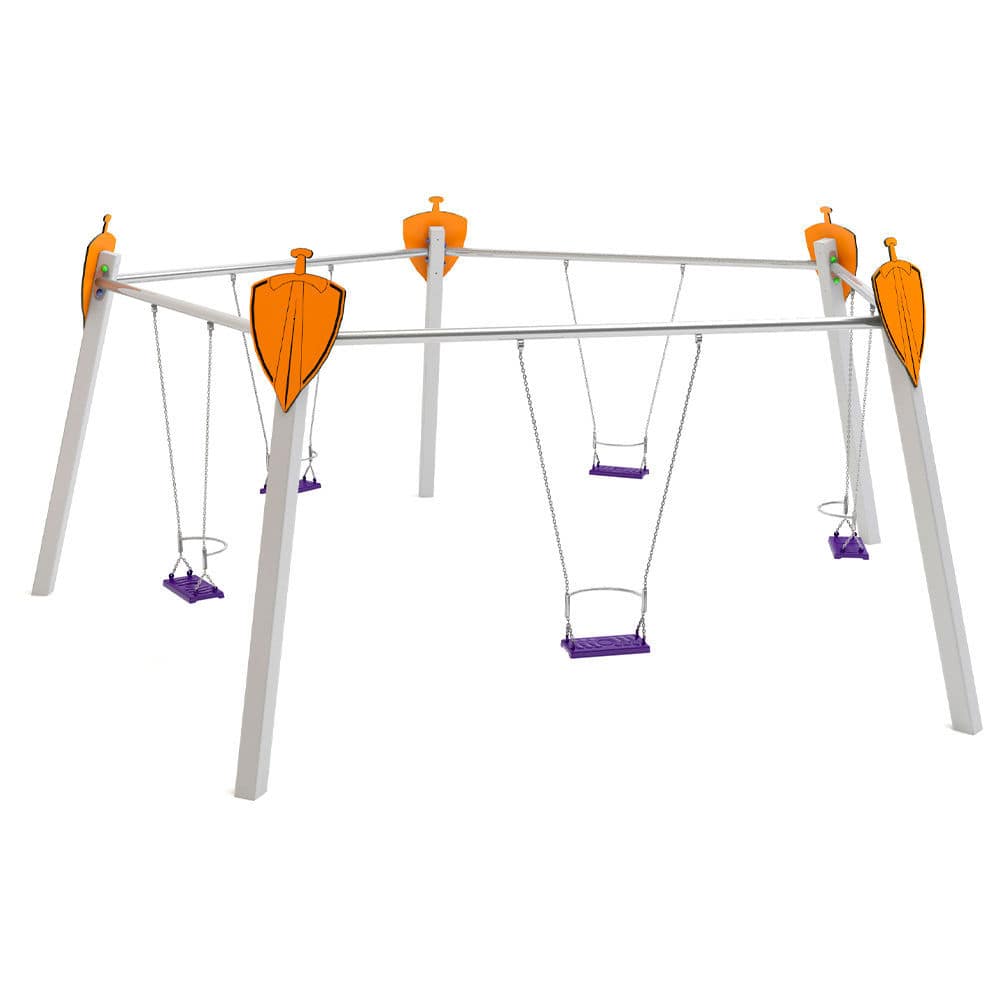 Stainless steel swing - FIVE WAY - mobipark - HDPE / playground / multiple