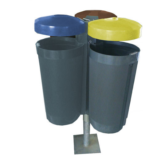 Public bin - TRICOLOUR - mobipark - floor-mounted / steel / polyethylene