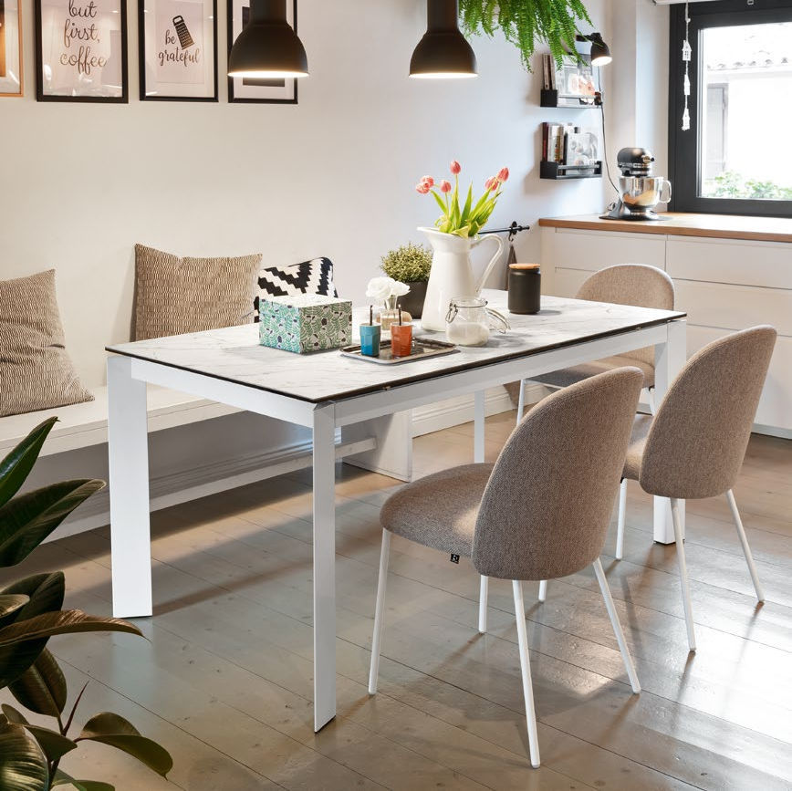 Contemporary table - BARON - Connubia - tempered glass / laminate / ceramic