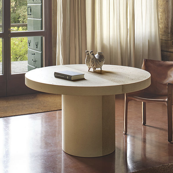 Contemporary table - FRARI - CIMENTO - concrete / concrete base / round