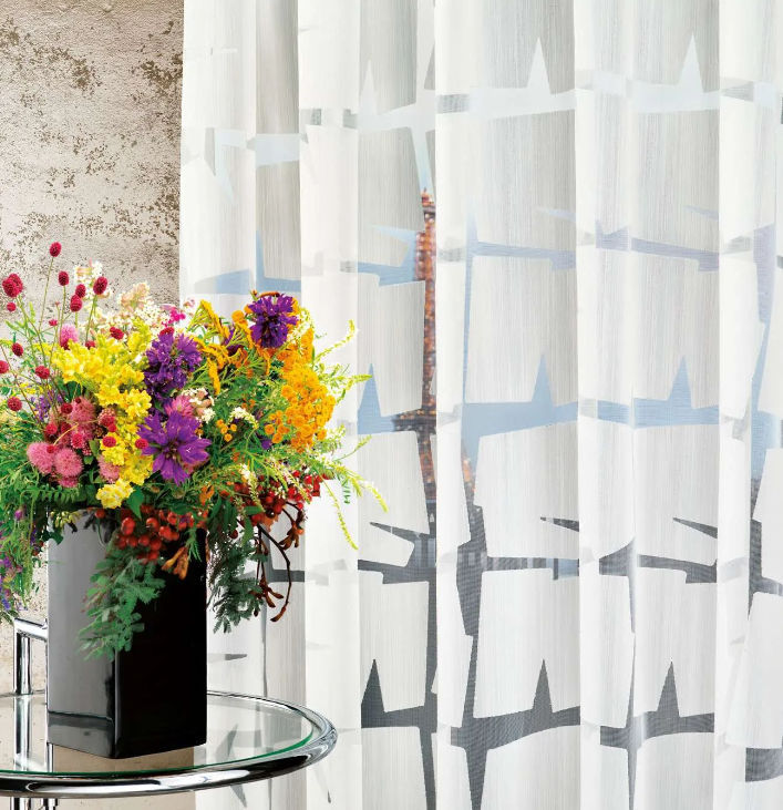 Patterned sheer curtain fabric - QUBE - Ciesse Tendaggi srl - viscose ...