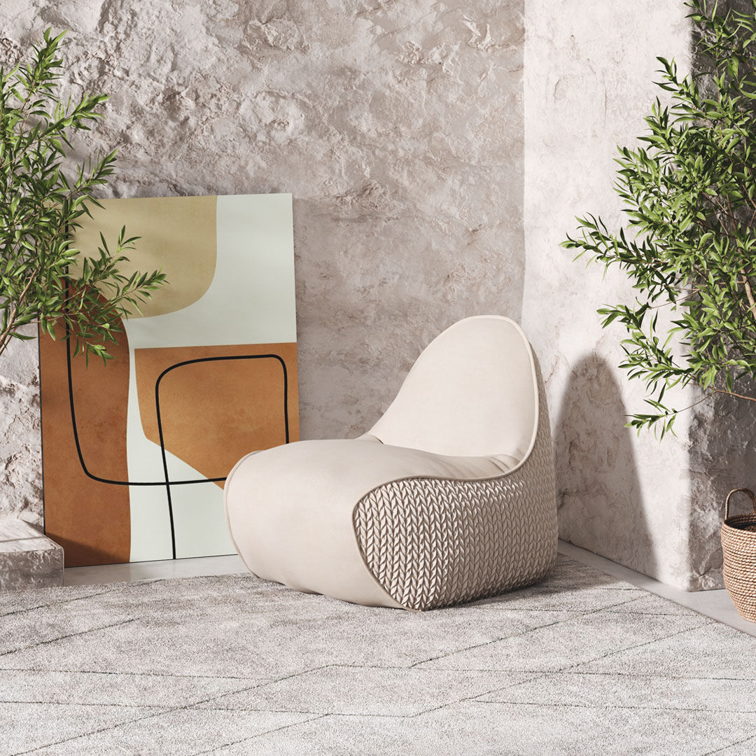 Contemporary bean bag - Lagom - Joyf - fabric / gray / blue