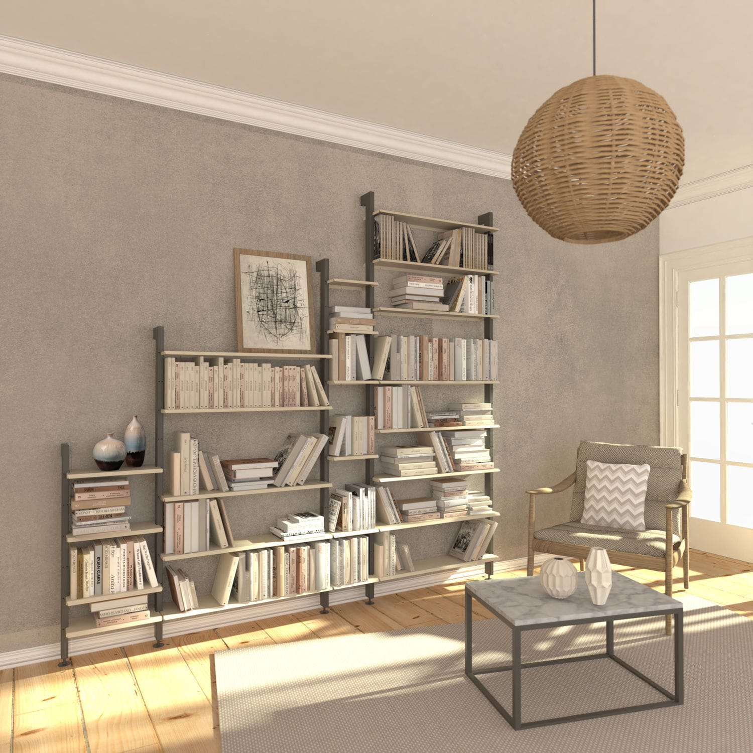Modular bookcase - Bretagne Design - wall-mounted / floor-to-ceiling ...