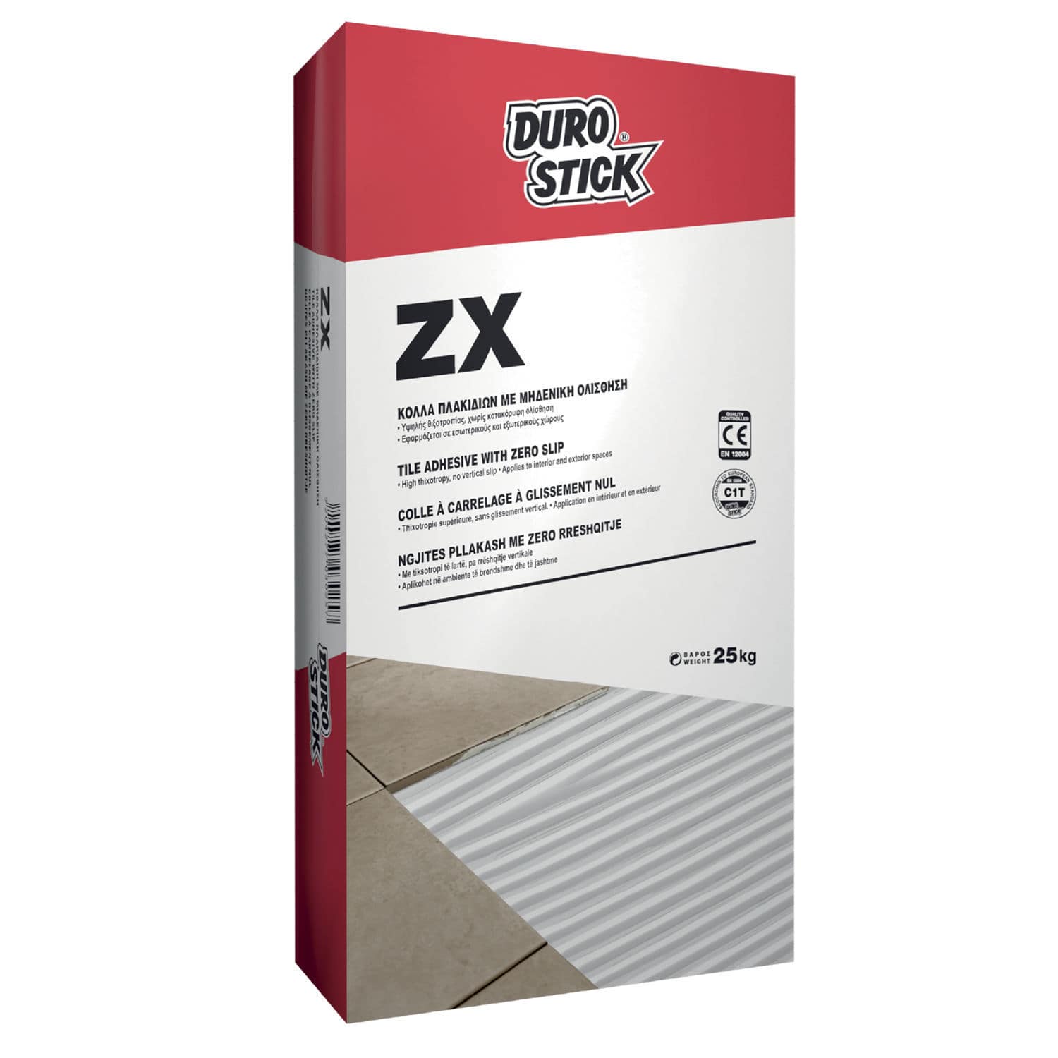 Fixing adhesive mortar - ZX - DUROSTICK - for tile / white / gray