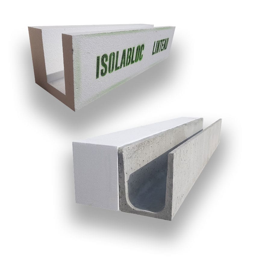 EPS lintel - GIE ISOLABLOC - polymer concrete / insulating / U-shaped
