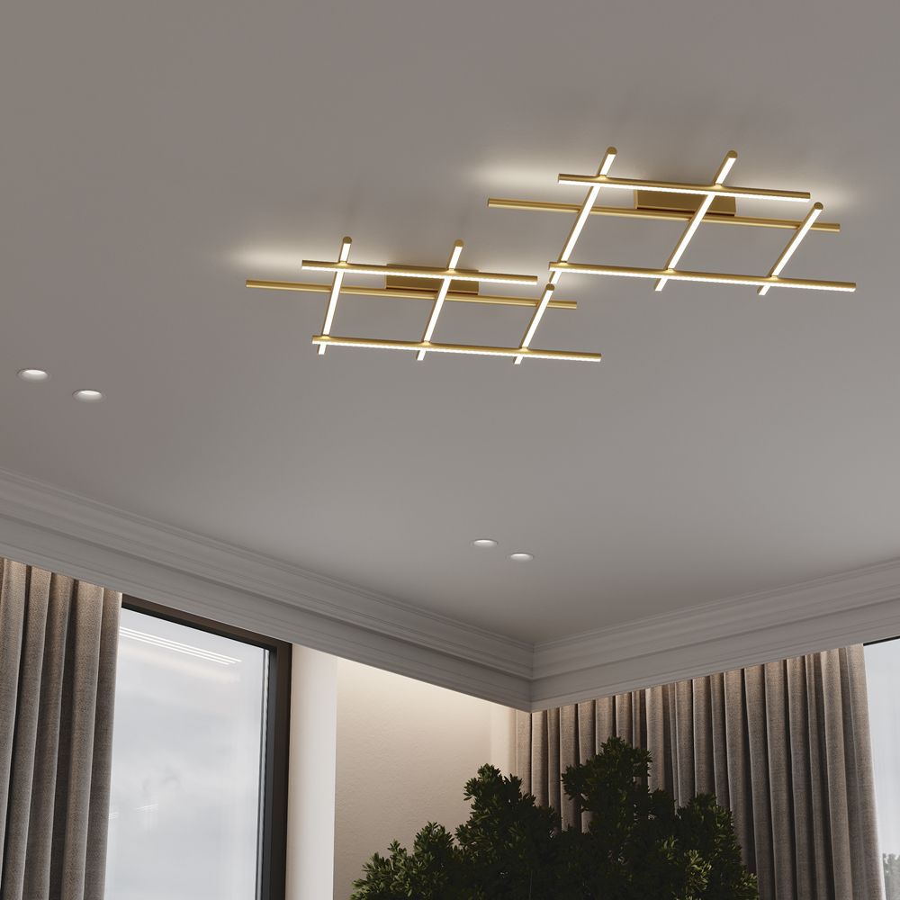 Contemporary ceiling light - Radiance - Maytoni - linear / aluminum / satin