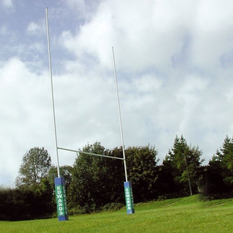 Socketed rugby post - Edwards Sports - steel / white / powder-coated
