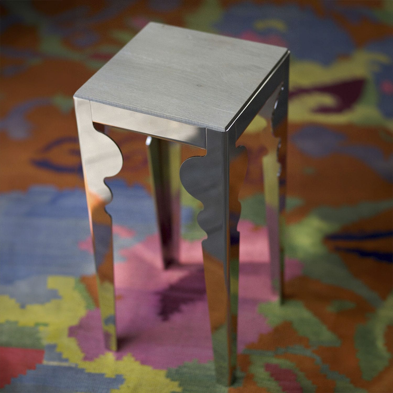 Contemporary side table - LAGUNA - LANDO - oak / polished stainless ...
