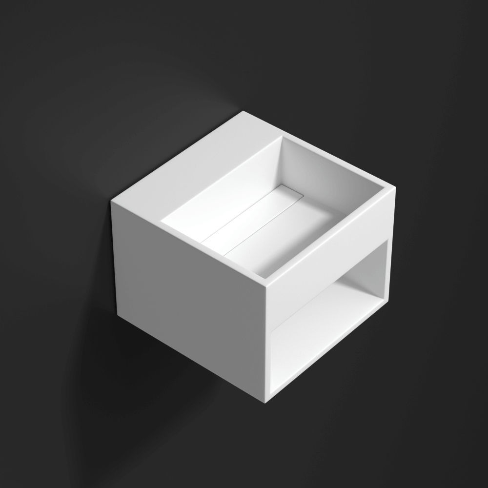 Wall-mounted hand basin - 700300 - NEILUR - square / Solid Surface ...