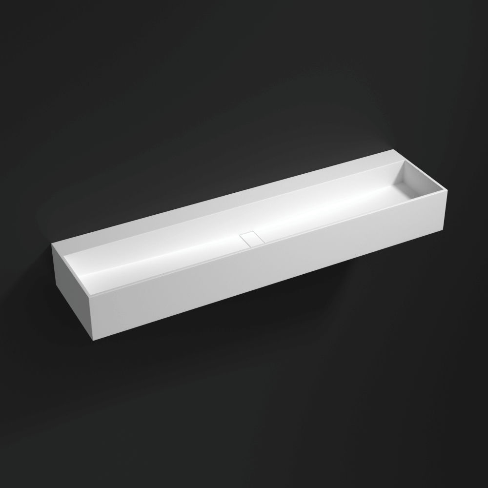 Wall-mounted washbasin - 700350 - NEILUR - Solid Surface / matte finish / double
