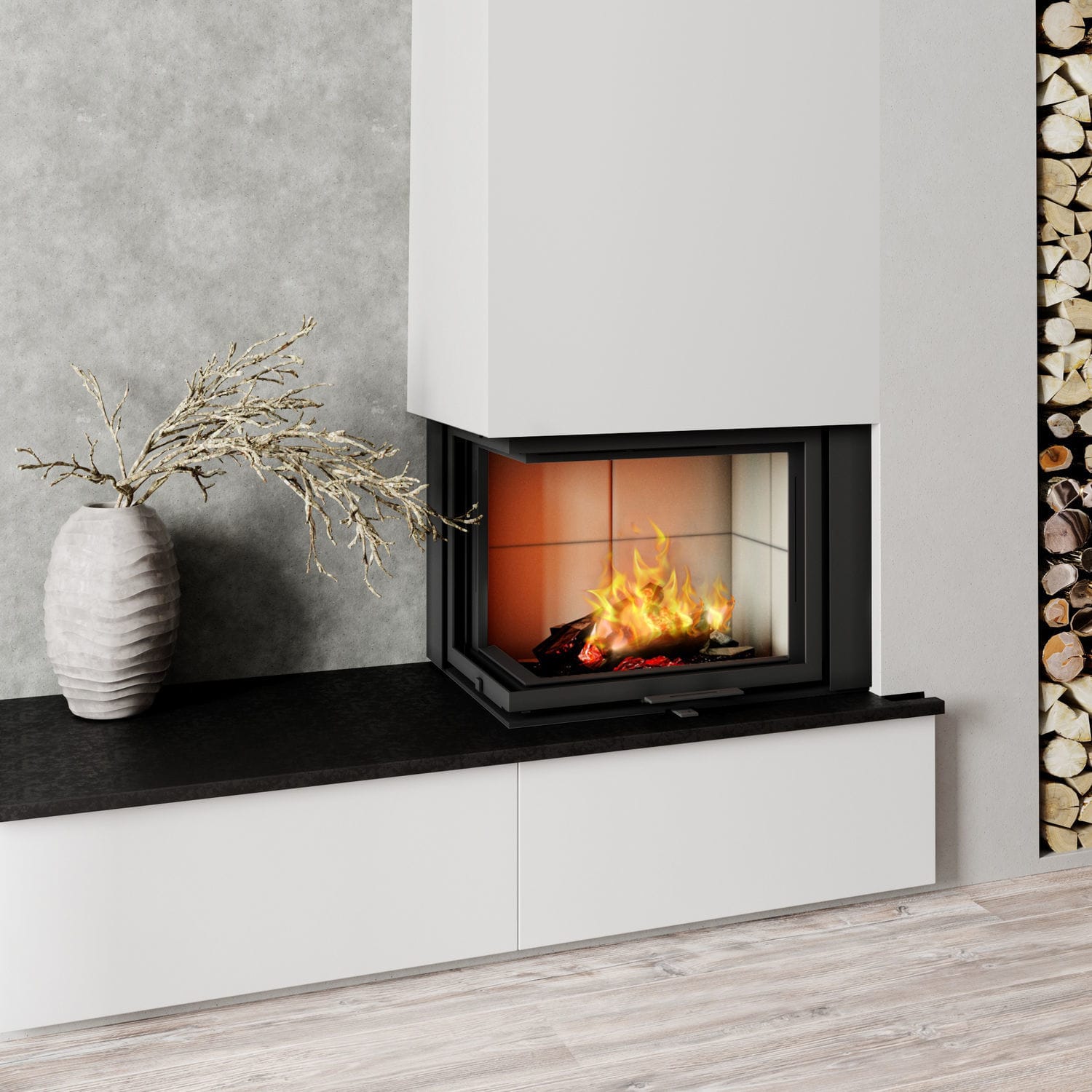 Wood-burning fireplace - Optimal 80 L/R - REGALFIRE S.A - built-in ...