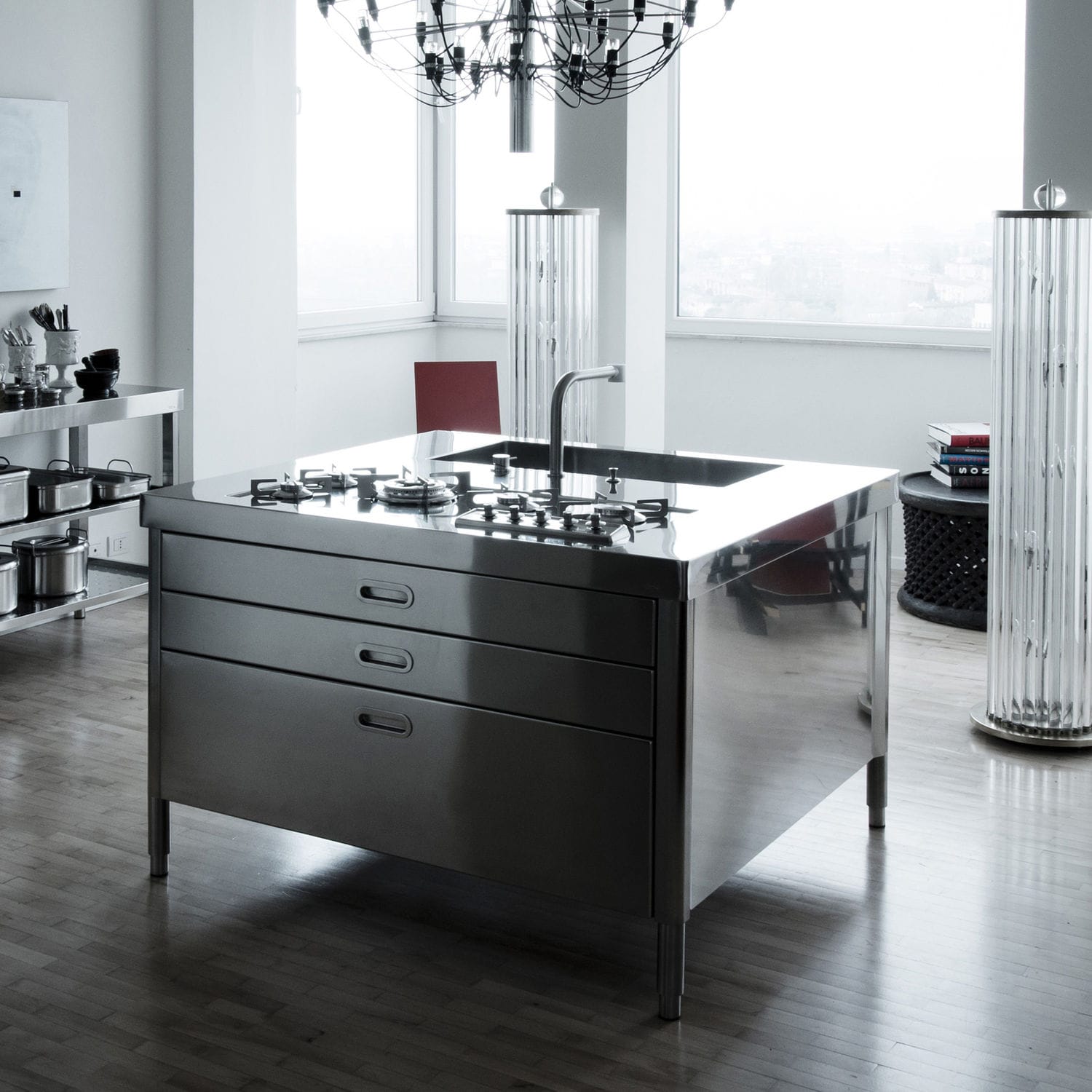 Stainless steel kitchen island - I-LC130-C120/1 - ALPES-INOX - small ...