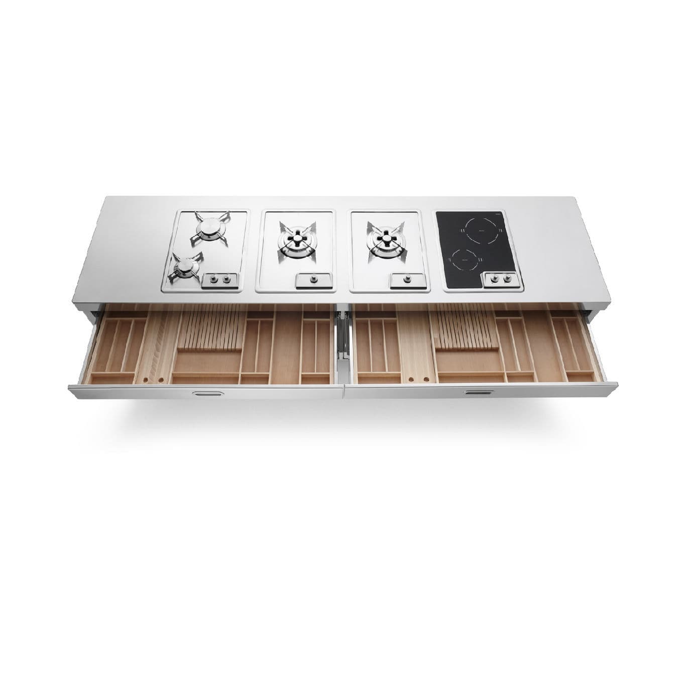 Free-standing cooktop cabinet - C250-C120+C120+RE120+RE120/1 - ALPES-INOX