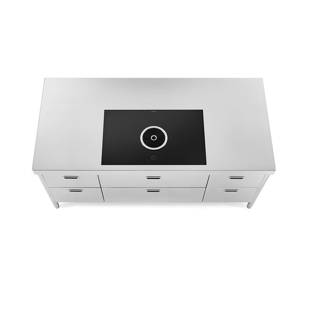 Stainless steel kitchen island - IC160-C30+C90+C30/1 - ALPES-INOX ...