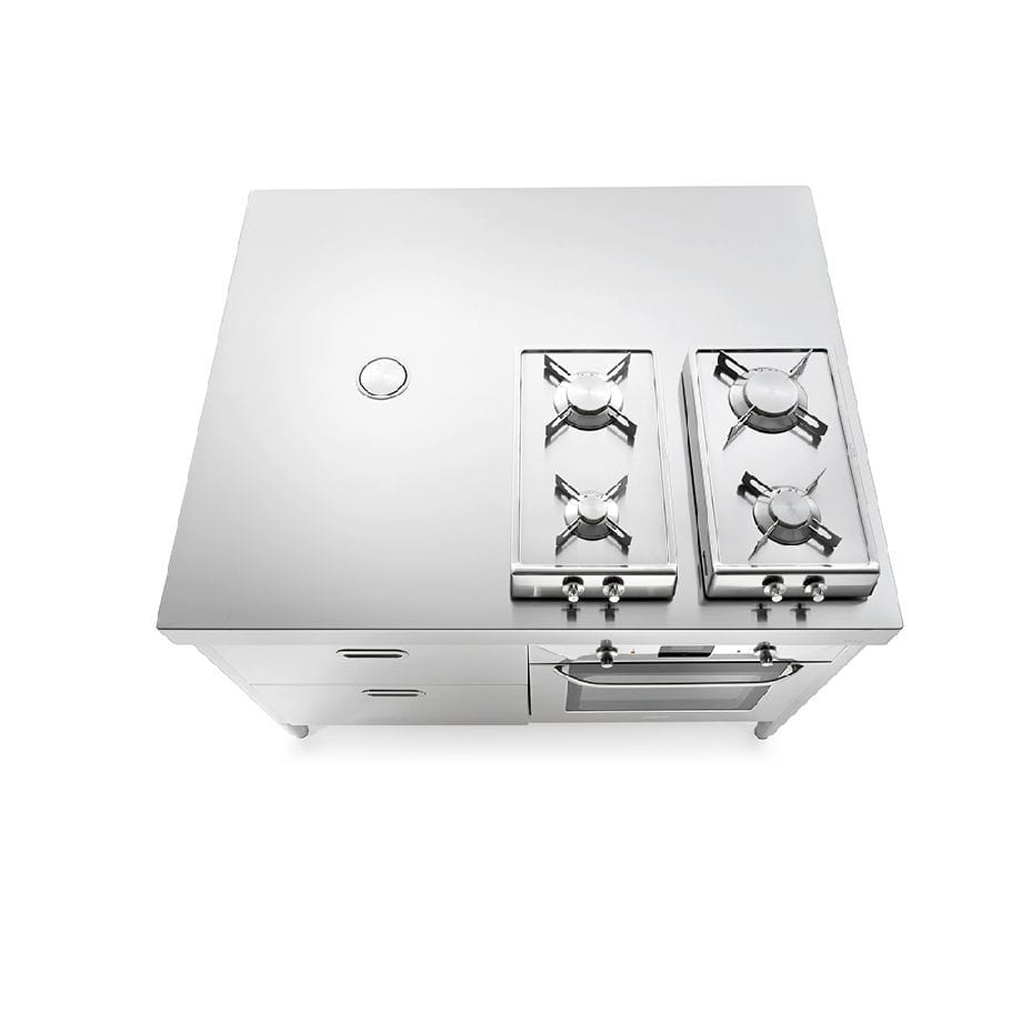 Stainless steel kitchen island - IC130-C60+F60/1 - ALPES-INOX ...