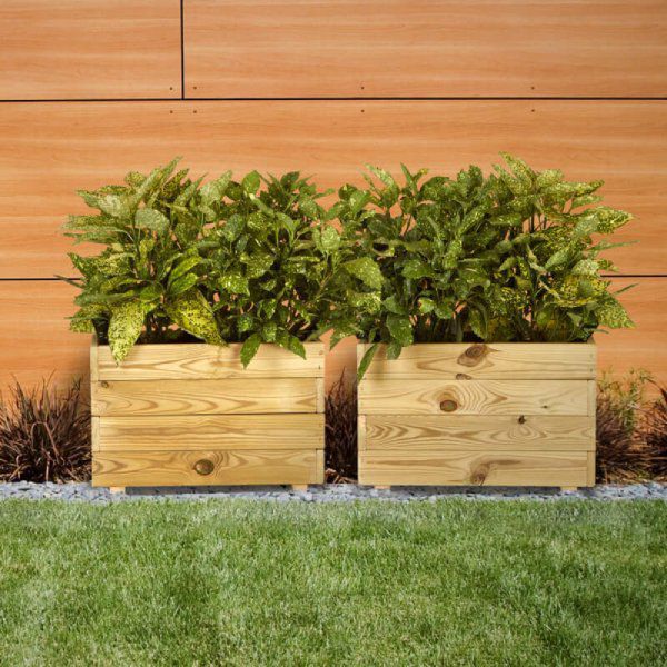 Pine planter - GHIO - Hortalia - rectangular / contemporary / for urban ...