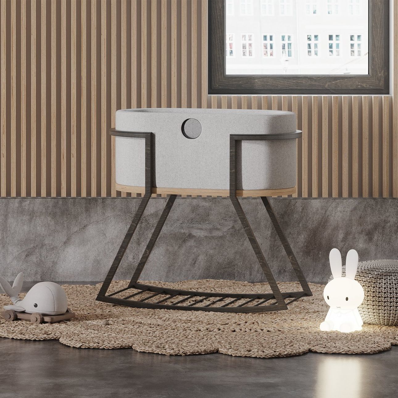 Rocker cradle - FREYJA - Laengsel - birch / plywood / fabric