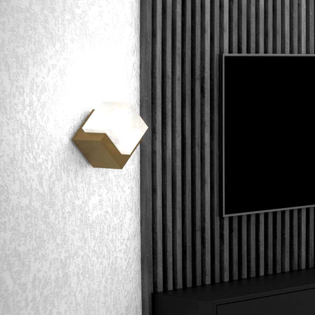 Contemporary wall light - CUBO - Ambiate Lighting - indoor / brass / marble