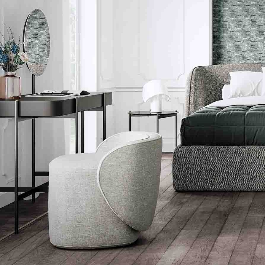 Contemporary pouf - Guest - LIU JO Living - fabric / rectangular / gray