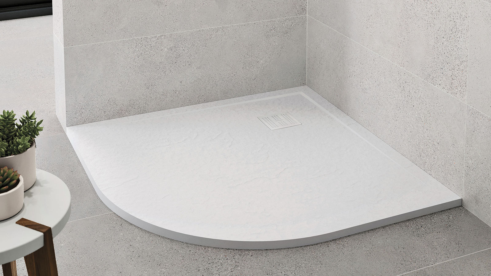 Corner shower tray - ANGULAR - ZENON SMART SOLID SURFACE - above floor ...