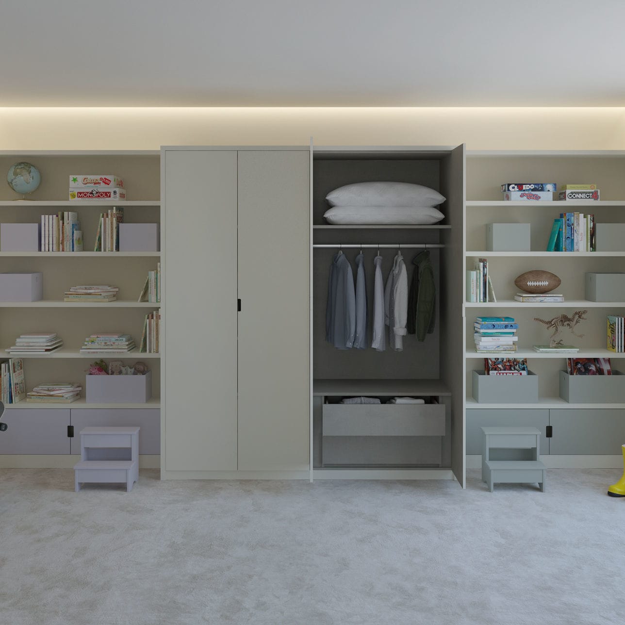Minimal wardrobe - Muba Design - lacquered wood / with swing doors ...