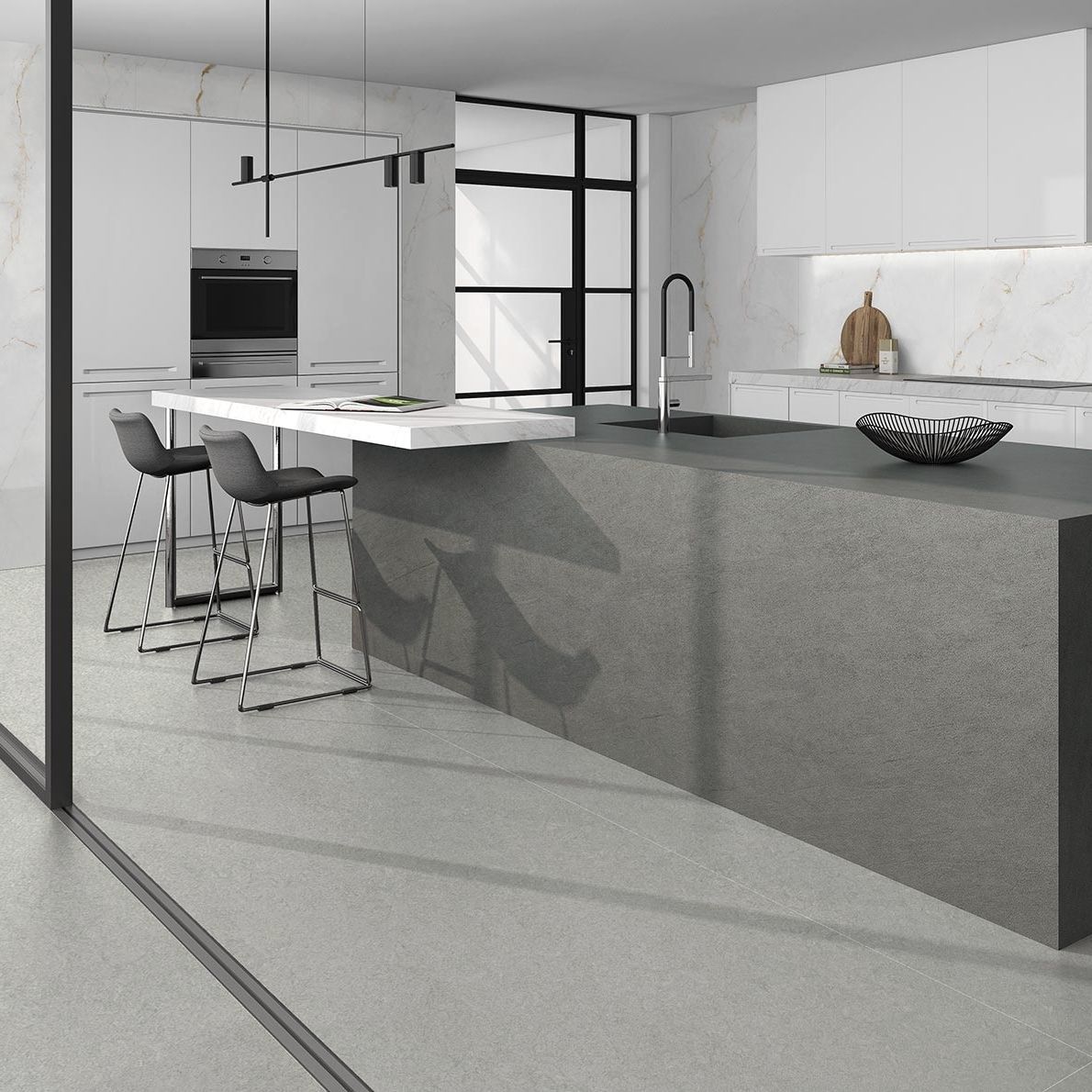 Porcelain stoneware stone slab - BASALT - Arklam - for floor / for wall ...