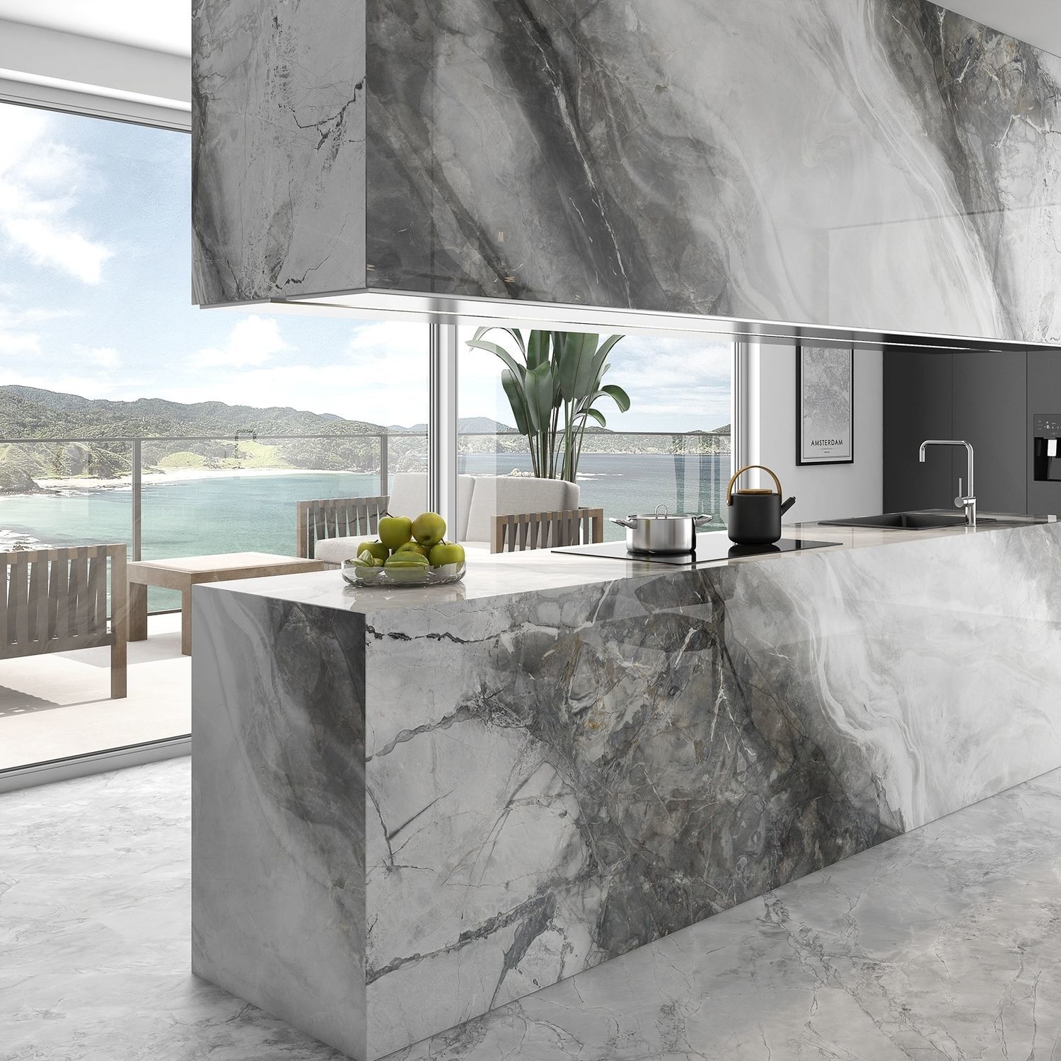 Porcelain stoneware stone slab - INVISIBLE - Arklam - for countertop ...