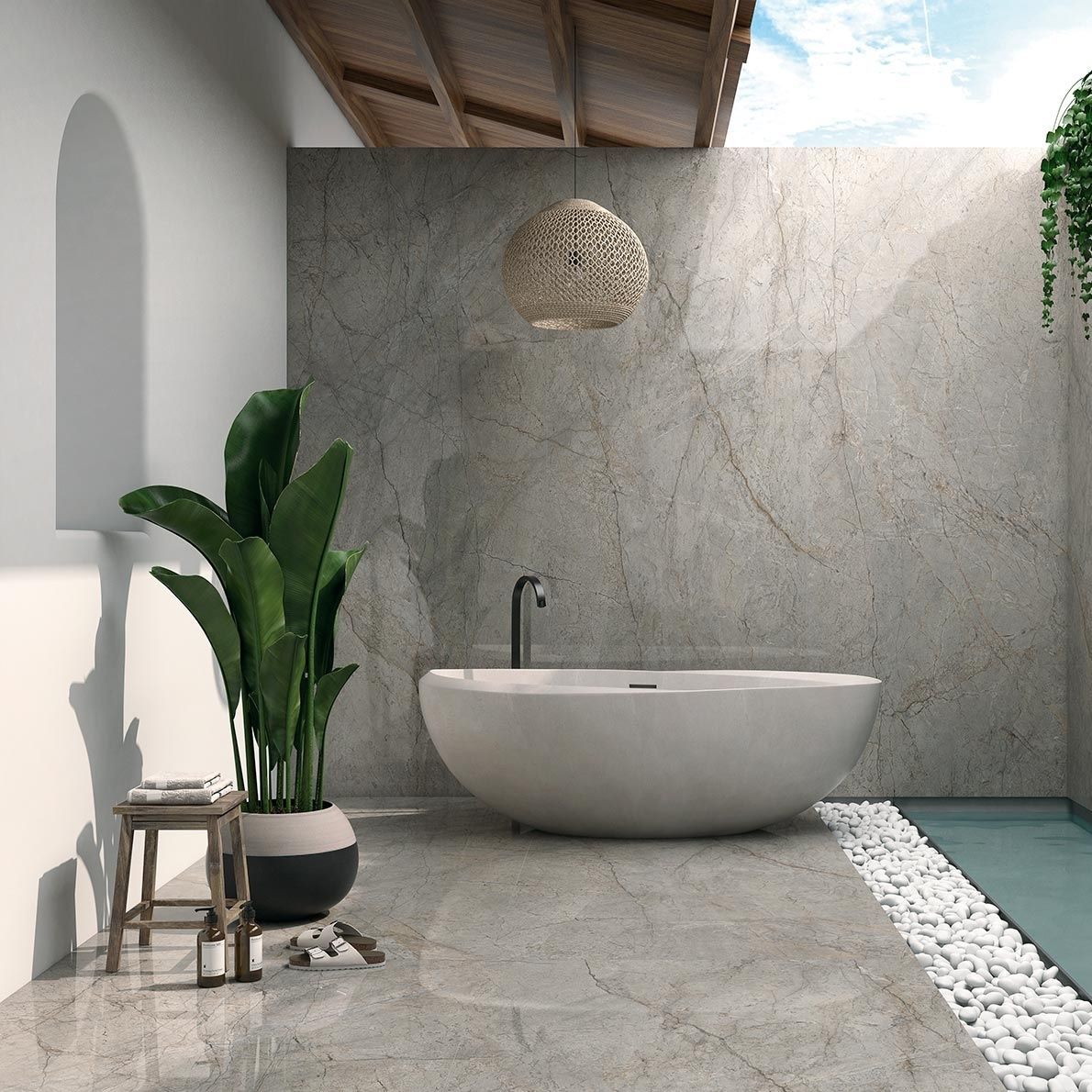 Porcelain stoneware stone slab - MYSTIC - Arklam - cladding / bathroom ...