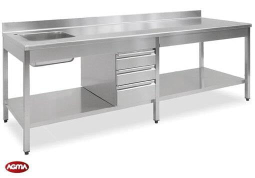 Stainless steel kitchen sink cabinet - AGMA ARREDO INOX PROFESSIONALE ...