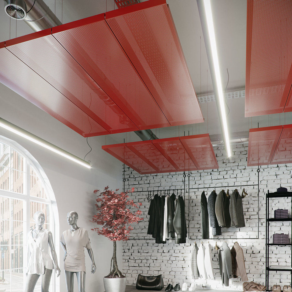 Fabric suspended ceiling - MESH Sky MT - Knauf Ceiling Solutions ...