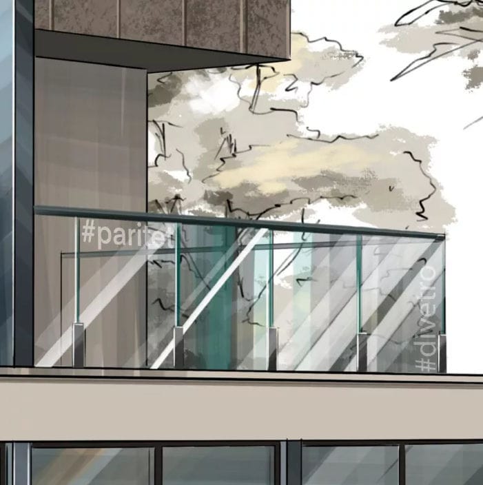 Contemporary fixed balustrade - PARITET LLC - glass / metal / commercial