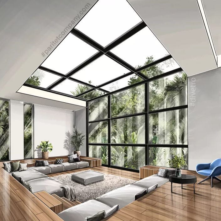Skylight with skylight frame - WINTER GARDENS - PARITET LLC - glass / metal