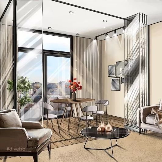 Glass room divider - PARITET LLC - indoor / modular / custom-made