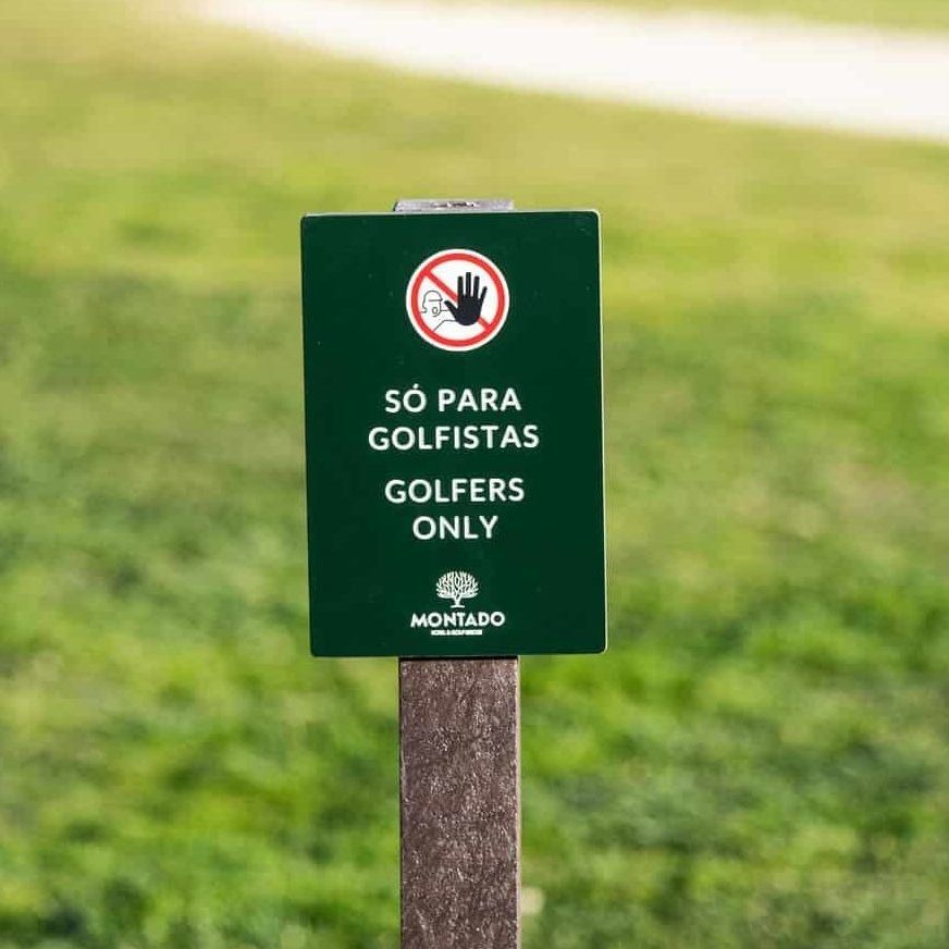 Floor-mounted signboard - GOLF - Floema - recycled plastic / HPL ...