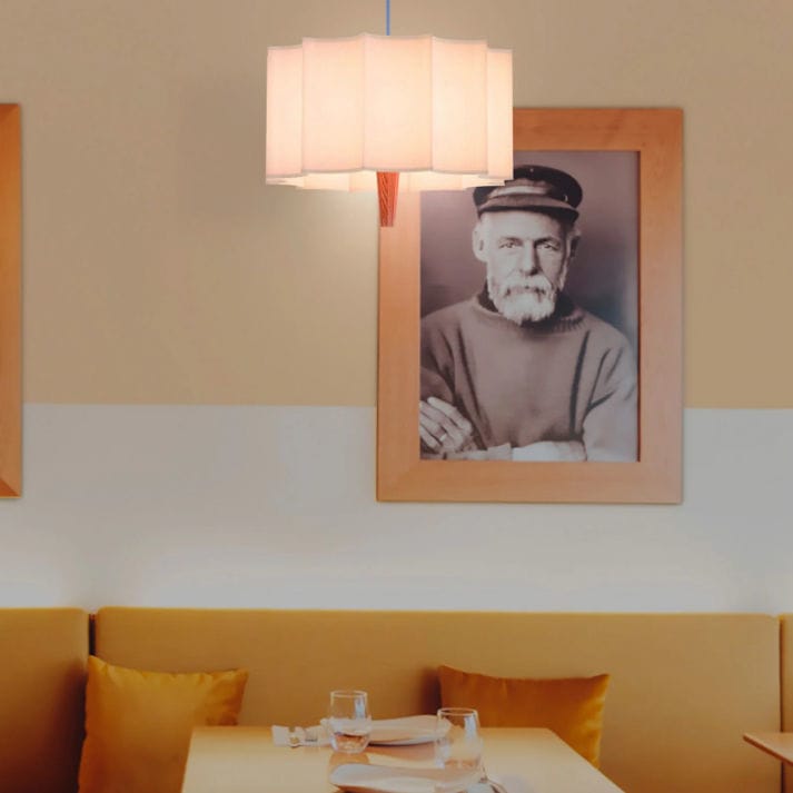 Pendant lamp - RAIN - Robin Lamps - fabric / chestnut / resin