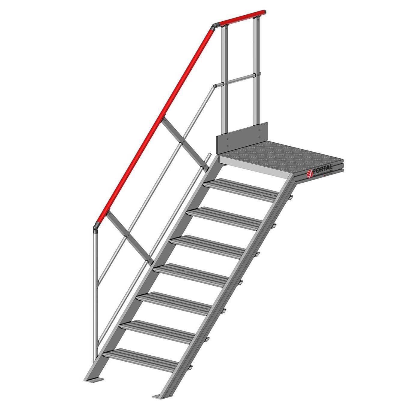 Straight access staircase - F812 series - FORTAL - metal step / metal ...