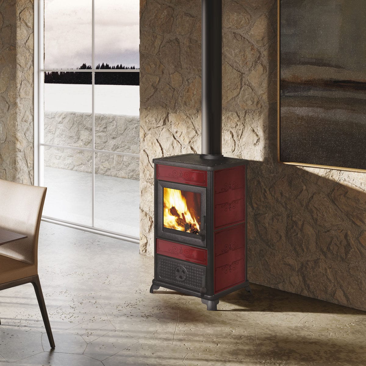 Wood heating stove - Fancy Evo - EK63 - 10.8 kW / free-standing / classic